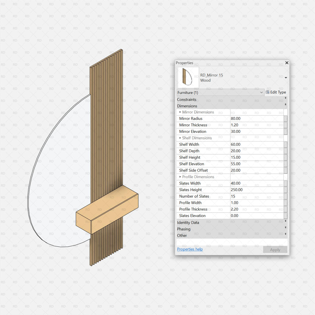 Download Free Revit Wall Mirror | Furniture Families | RD Studio