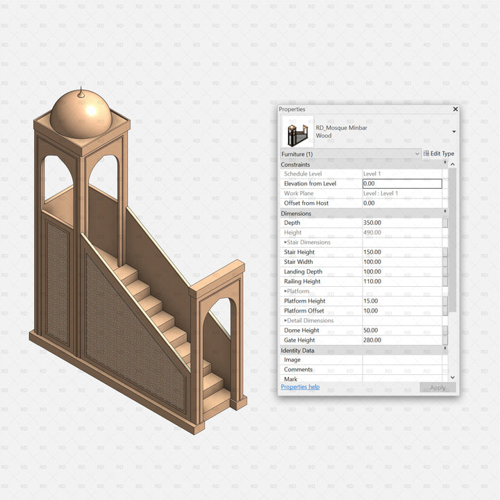 Download Mosque Furniture Revit Families | RD Studio