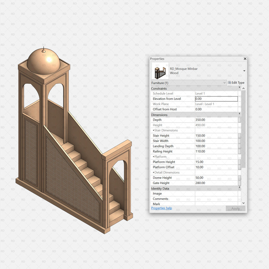 Download Mosque Furniture Revit Families | RD Studio