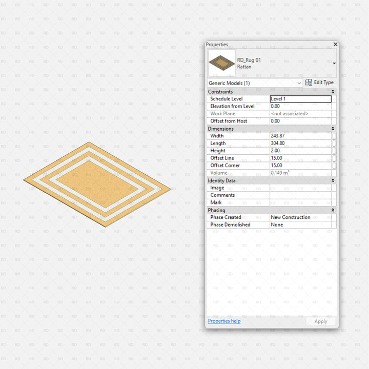 Revit Rugs Families | 20 Objects | RD Studio