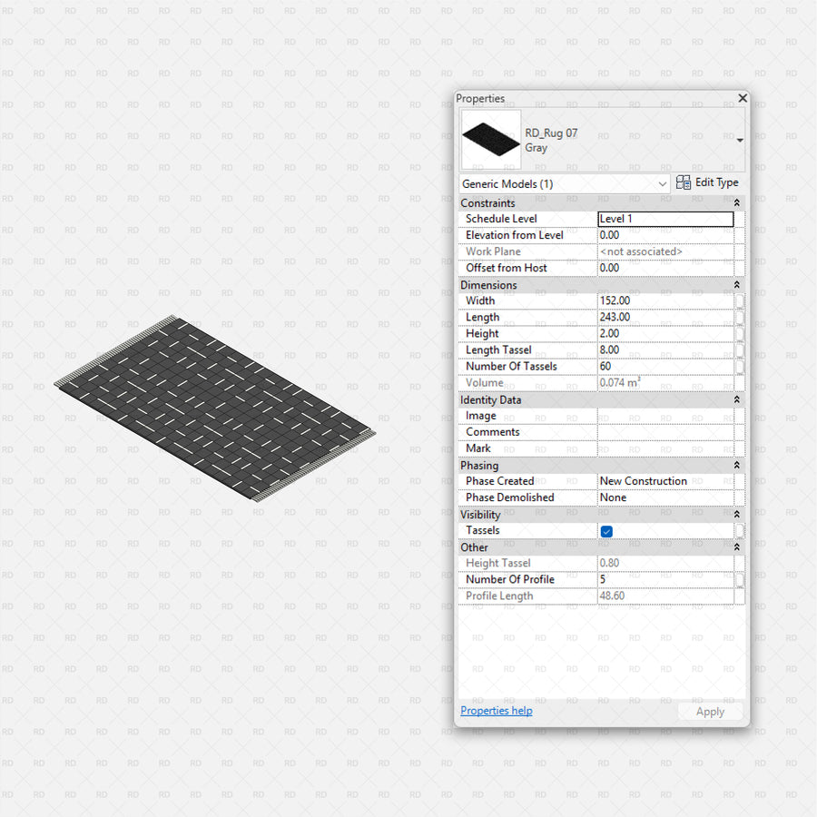 Download Free Revit Rug Family - Rug 01 | RD Studio