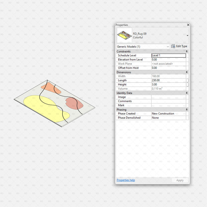 Download Free Revit Rug Family - Rug 01 | RD Studio