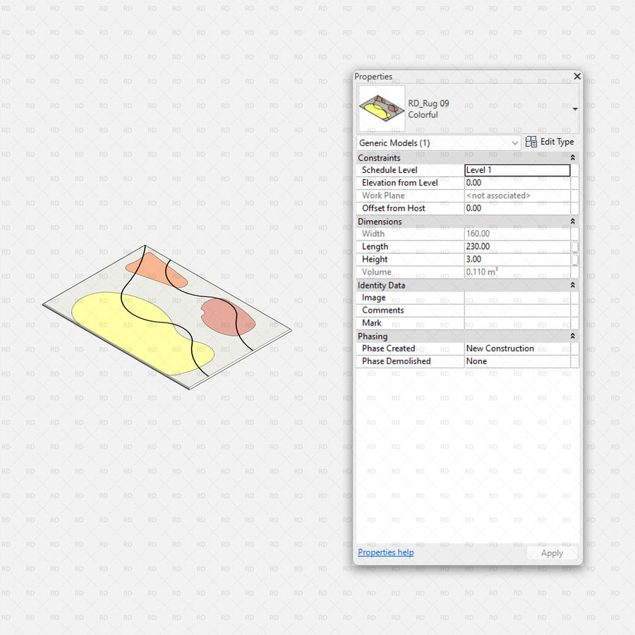 Download Free Revit Rug Family - Rug 01 | RD Studio