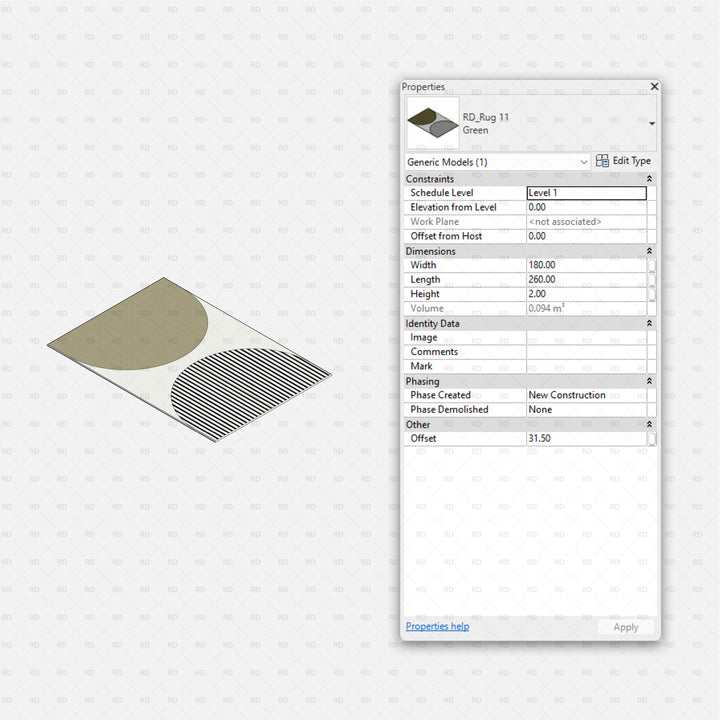 Revit Rugs Families | 20 Objects | RD Studio