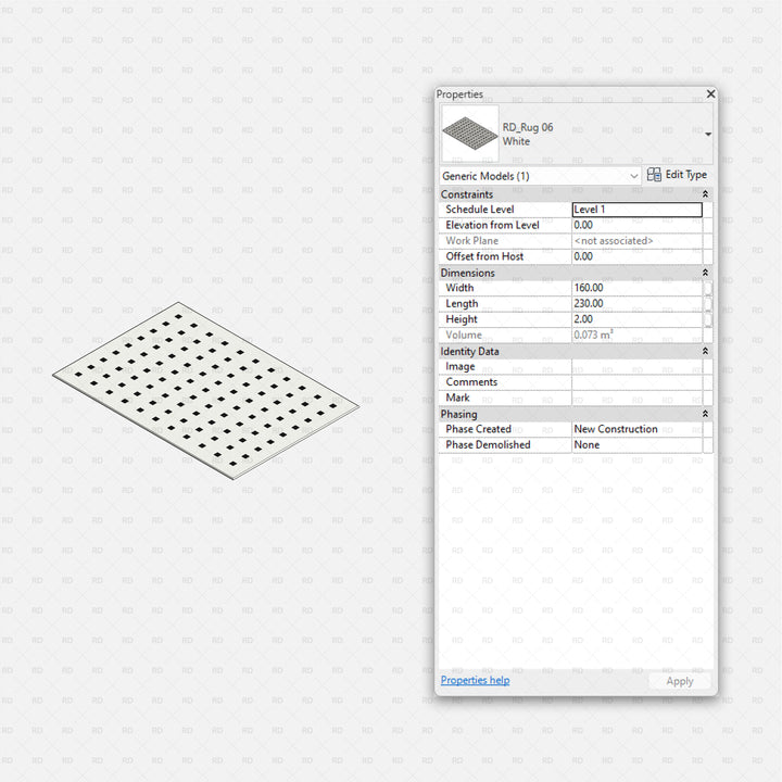 Revit Rugs Families | 20 Objects | RD Studio