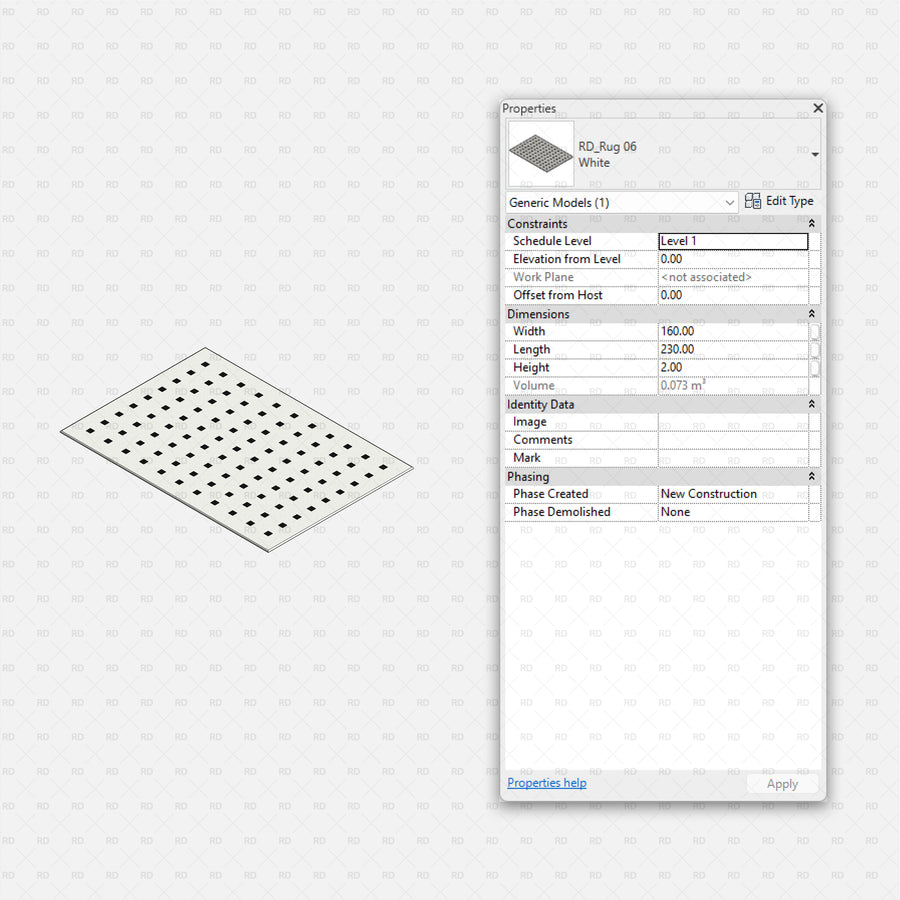 Revit Rugs Families | 20 Objects | RD Studio