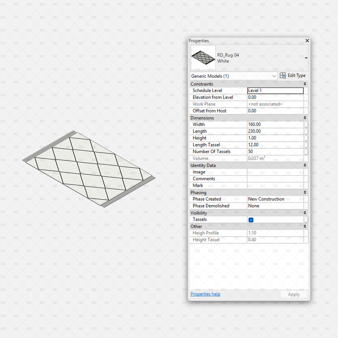Revit Rugs Families | 20 Objects | RD Studio