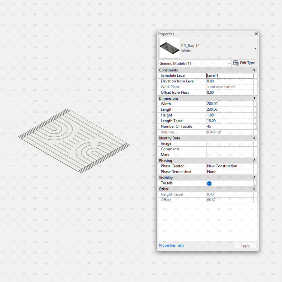 Revit Rugs Families | 20 Objects | RD Studio