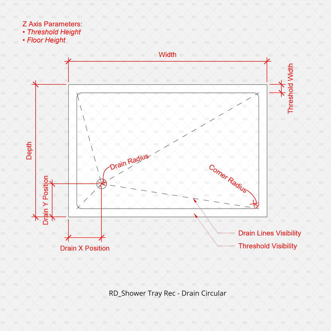 Download Revit Shower Tray / Base Families - RD Studio