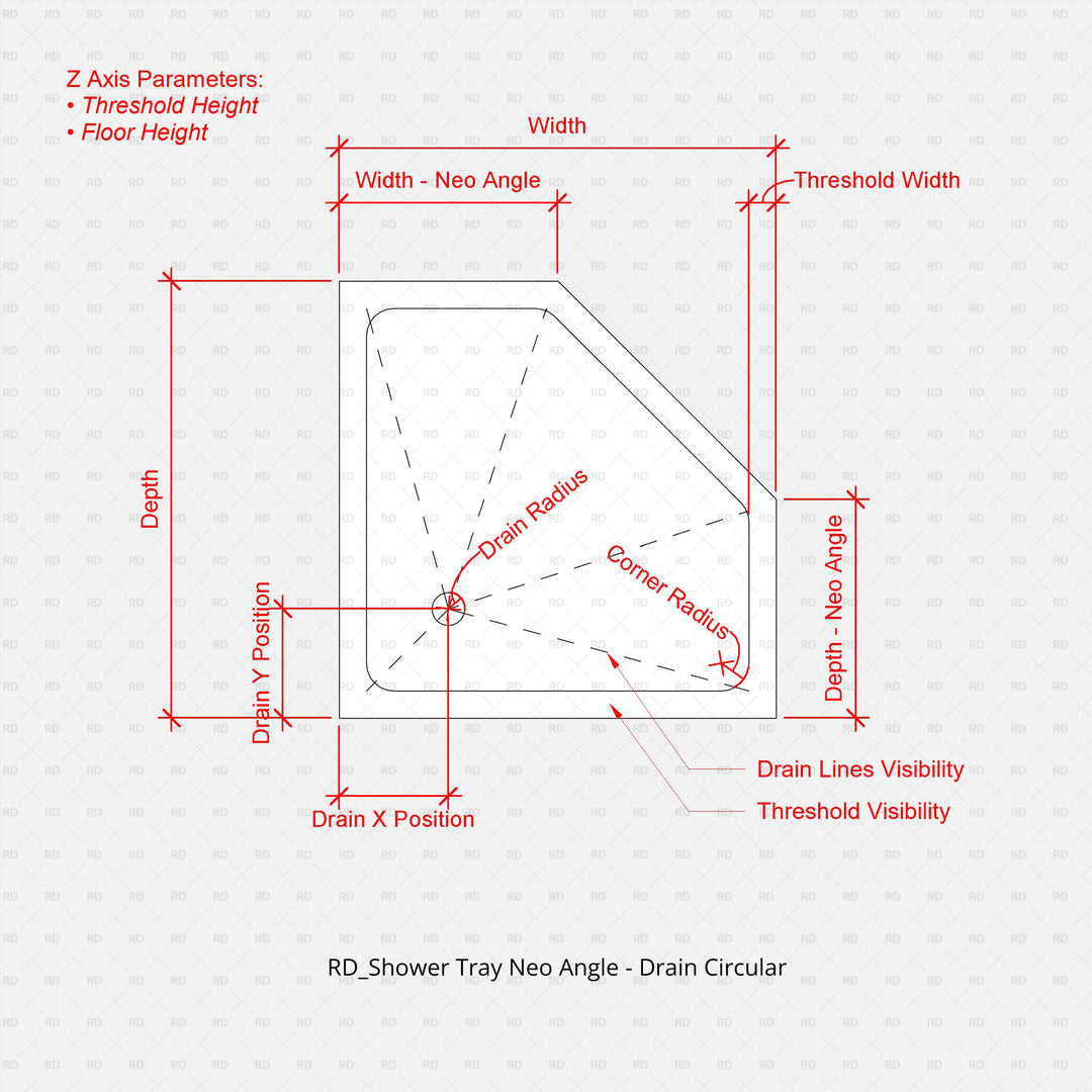 Download Revit Shower Tray / Base Families - RD Studio