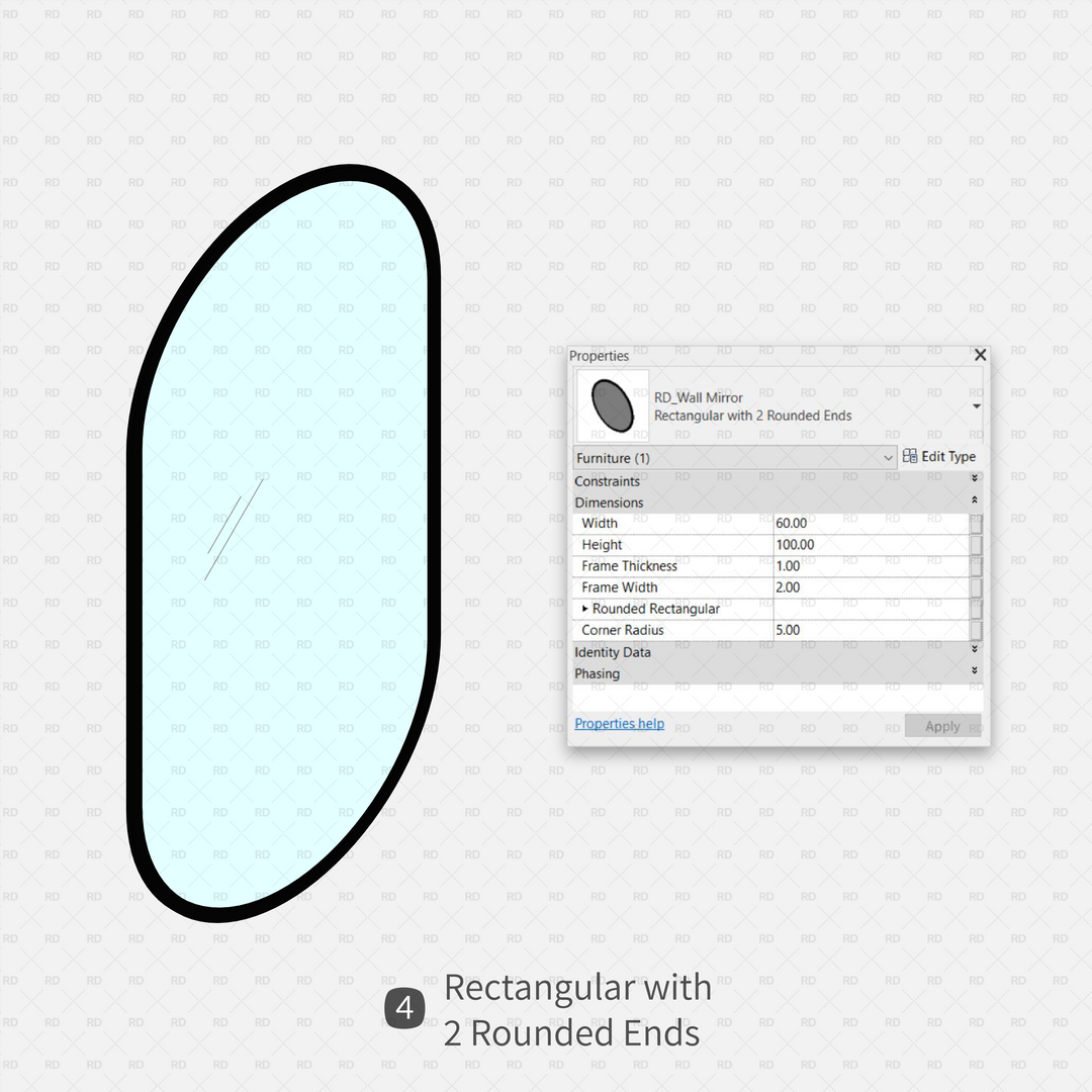 Download Parametric Wall Mirror Revit Family | RD Studio