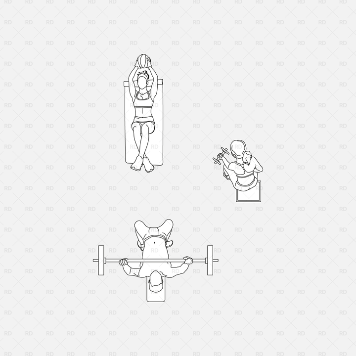 Revit 2D People At the Gym (30 Figures) | RD Studio