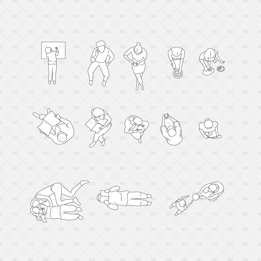 Revit 2D People at Home (30 Figures) | RD Studio