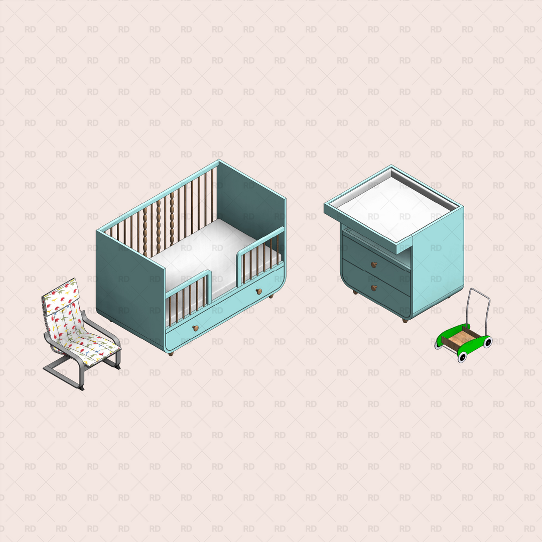 Kids room and nursery popular furniture Families for Revit | RD Studio
