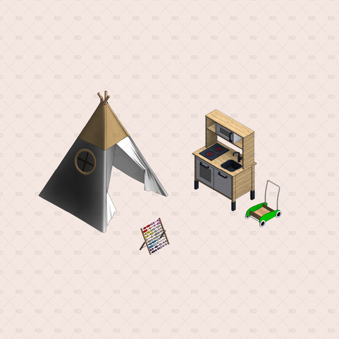 Kids room and nursery popular furniture Families for Revit | RD Studio