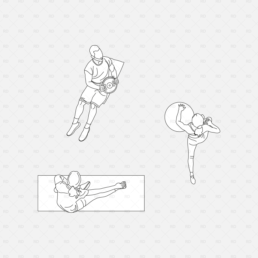 Revit 2D People At the Gym (30 Figures) | RD Studio