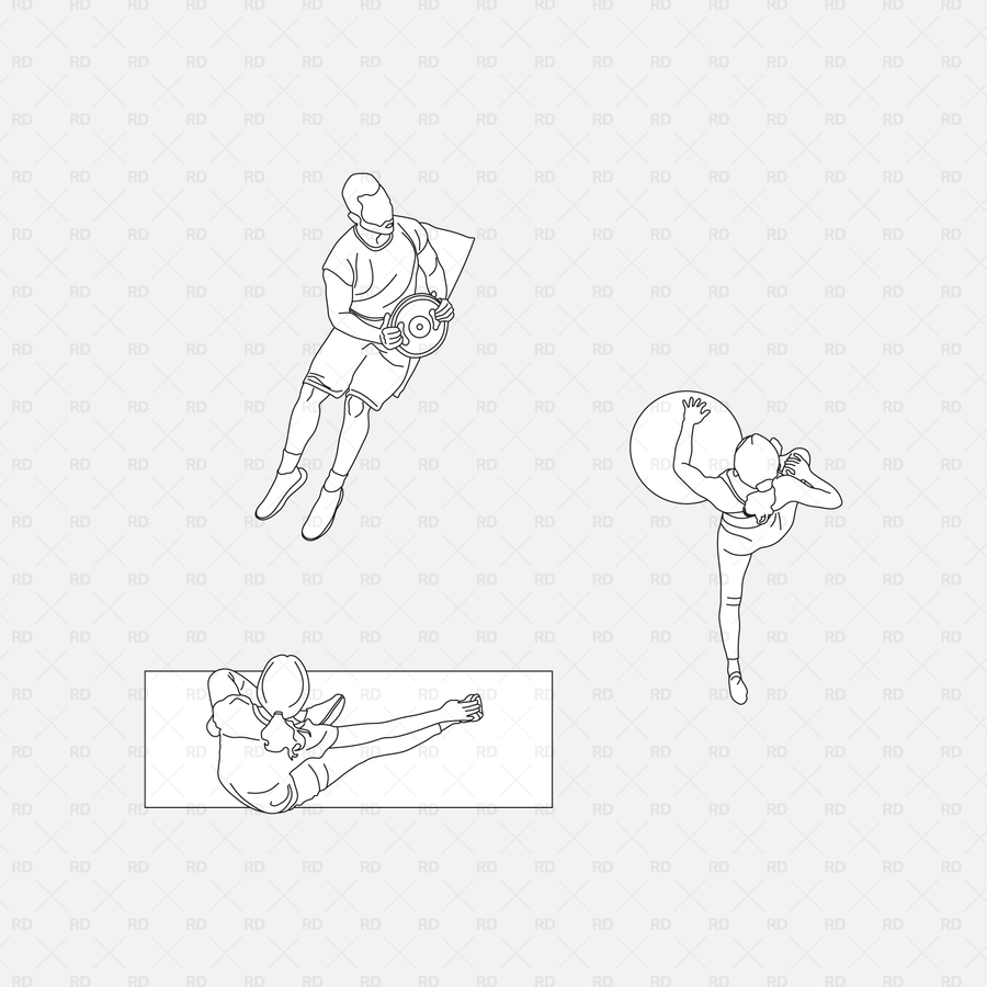 Revit 2D People At the Gym (30 Figures) | RD Studio
