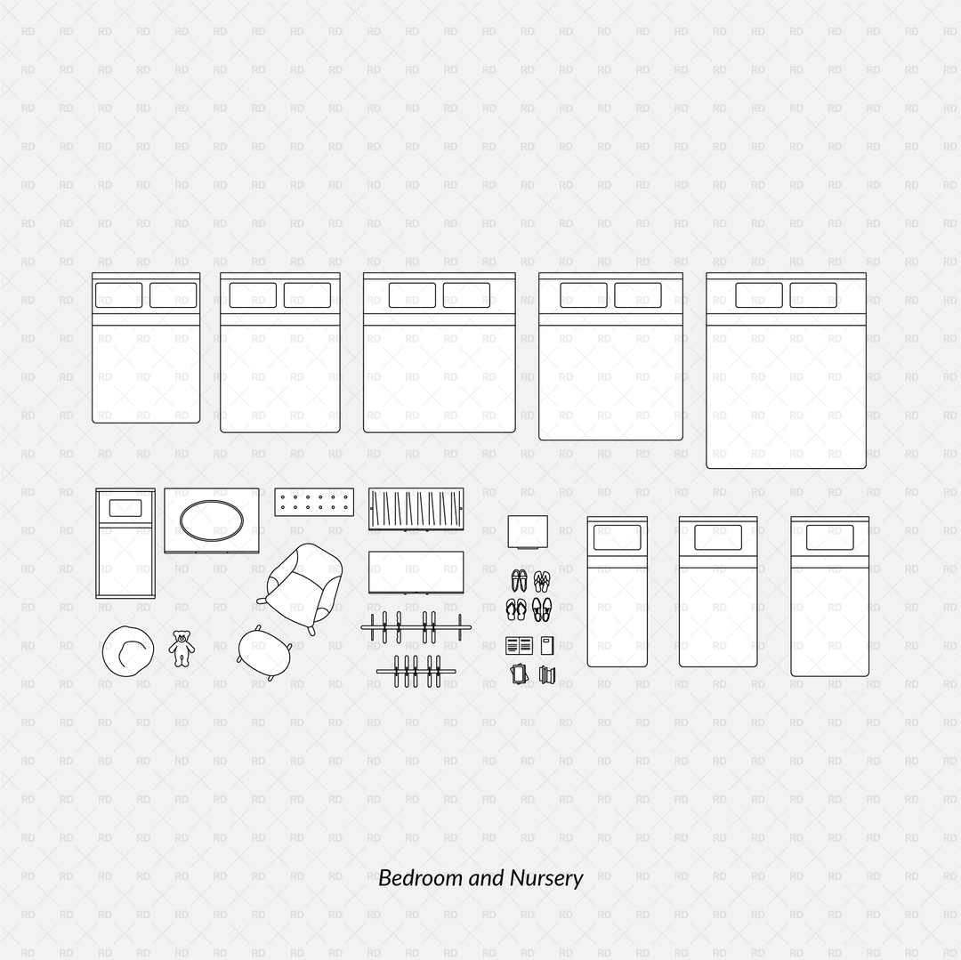 CAD Blocks & Vector Entire House Residential Furniture (155 Blocks ...