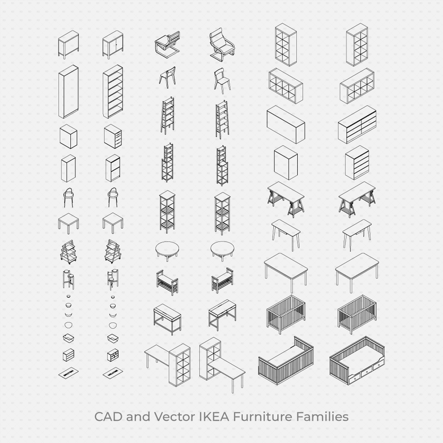 CAD Blocks & Vector: IKEA Best 30 Products (180 Figures) | Download ...