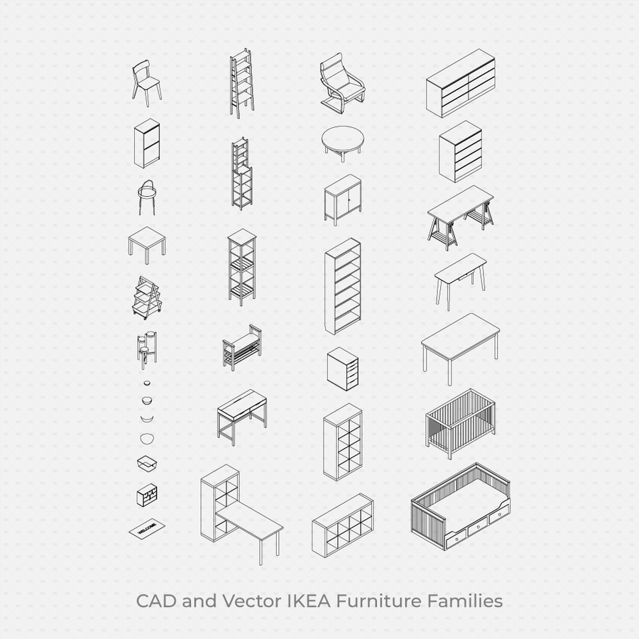 CAD Blocks & Vector: IKEA Best 30 Products (180 Figures) | Download ...