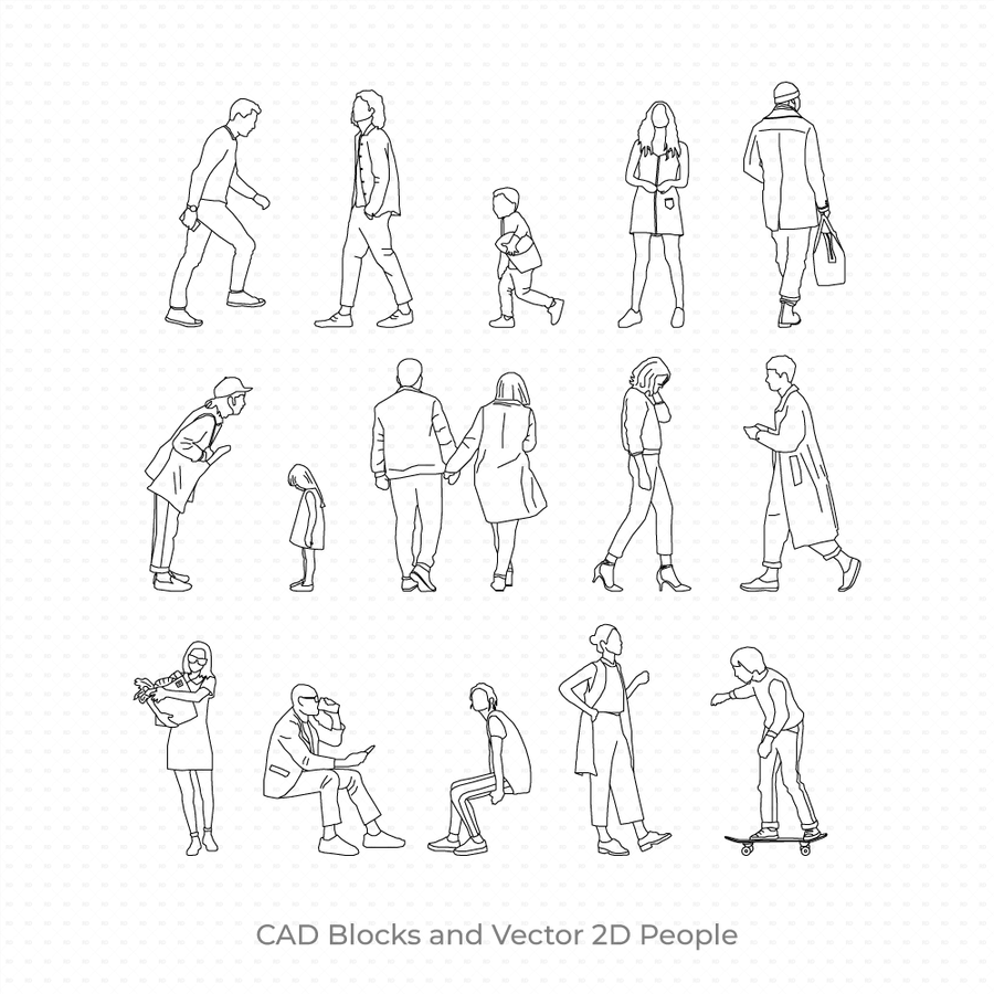 CAD Blocks & Vector 2D People (15 Figures) | Download DWG AI SVG | RD ...