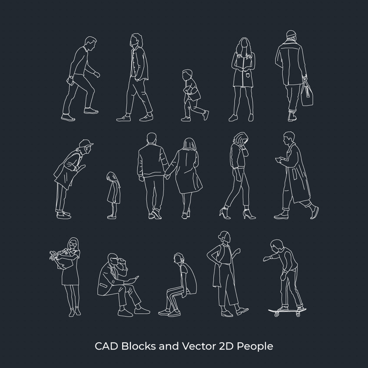 CAD Blocks & Vector 2D People (15 Figures) | Download DWG AI SVG | RD ...