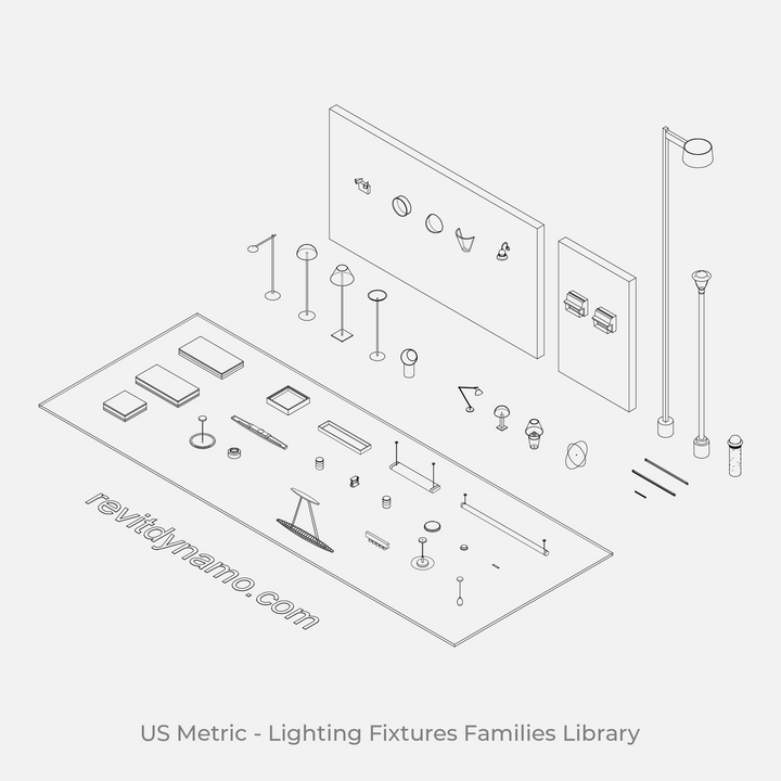 Revit 3D Lighting Fixtures Families Library (Metric) | Free Download ...