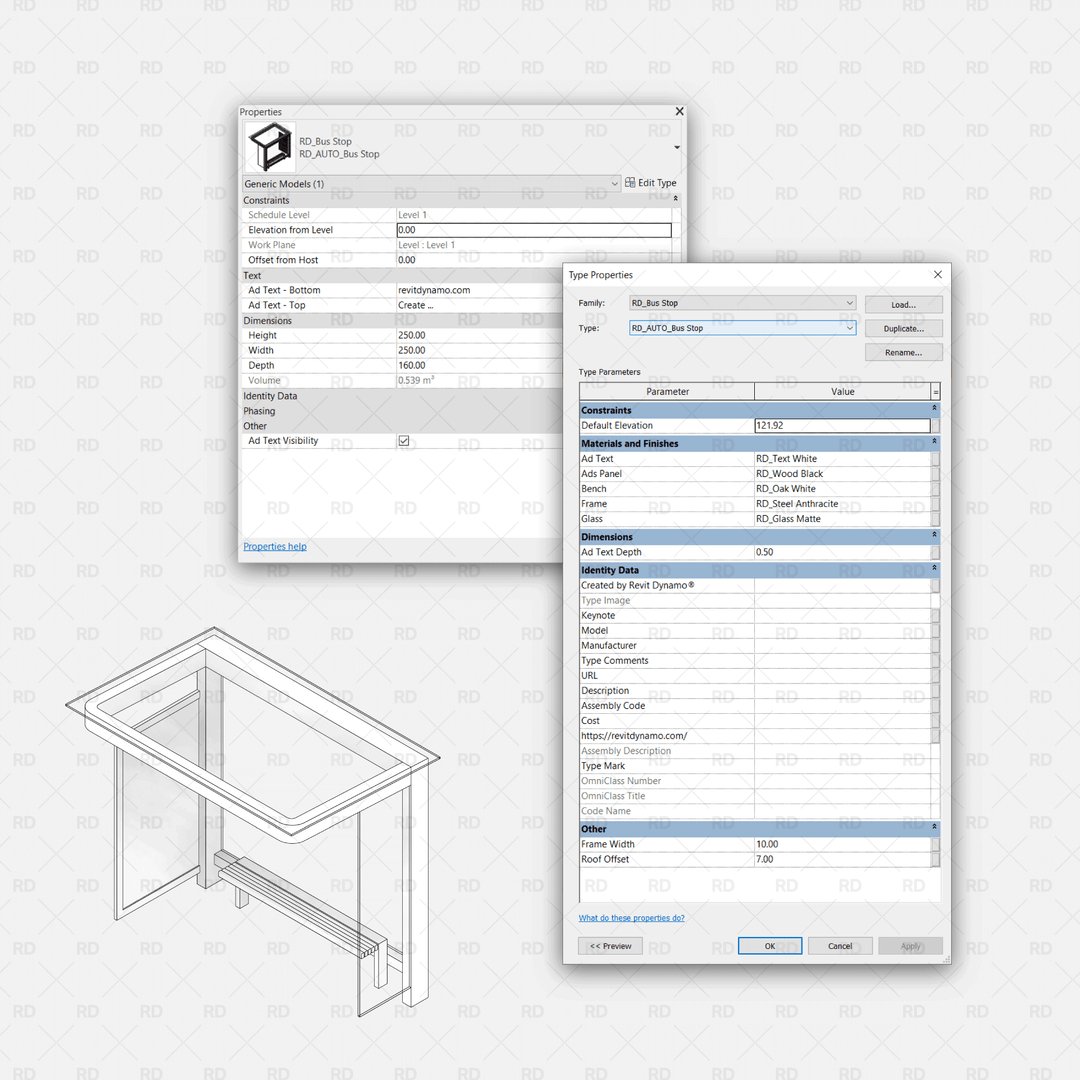 Revit Parametric Bus Stop Family | Download Now | Revit Dynamo