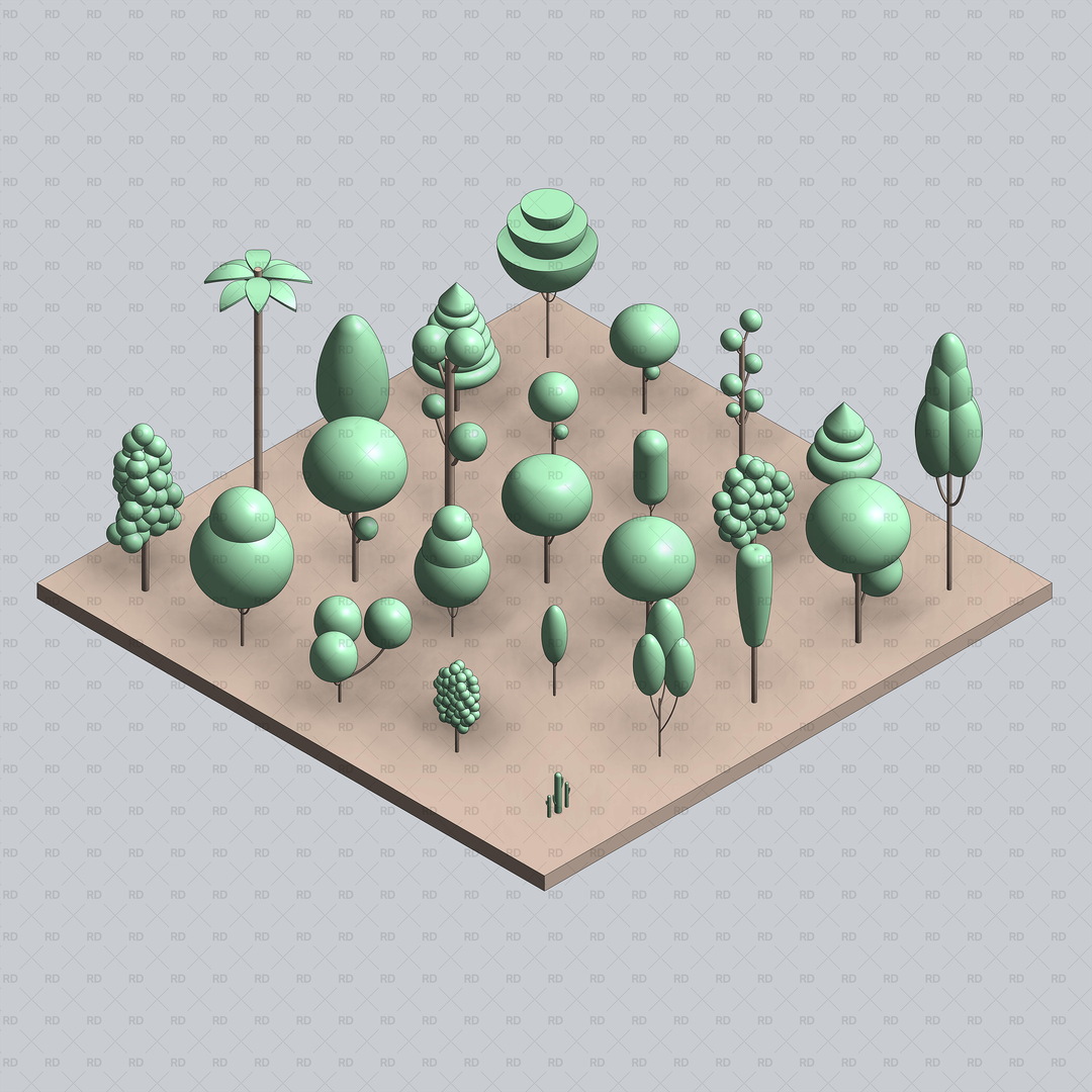 Revit 3D Cute Concept Trees (25 Trees) | Low Poly | Revit Dynamo