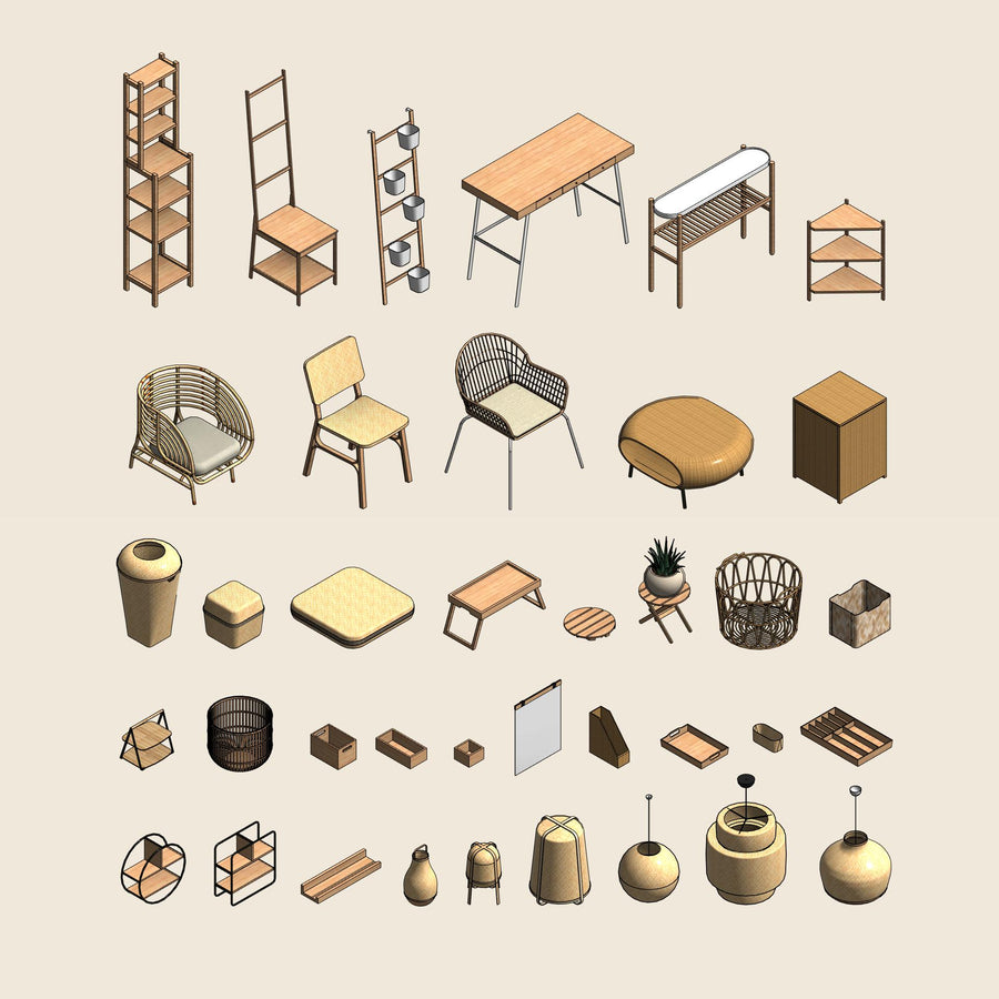Best Boho Furniture and Objects Families for Revit | RD Studio