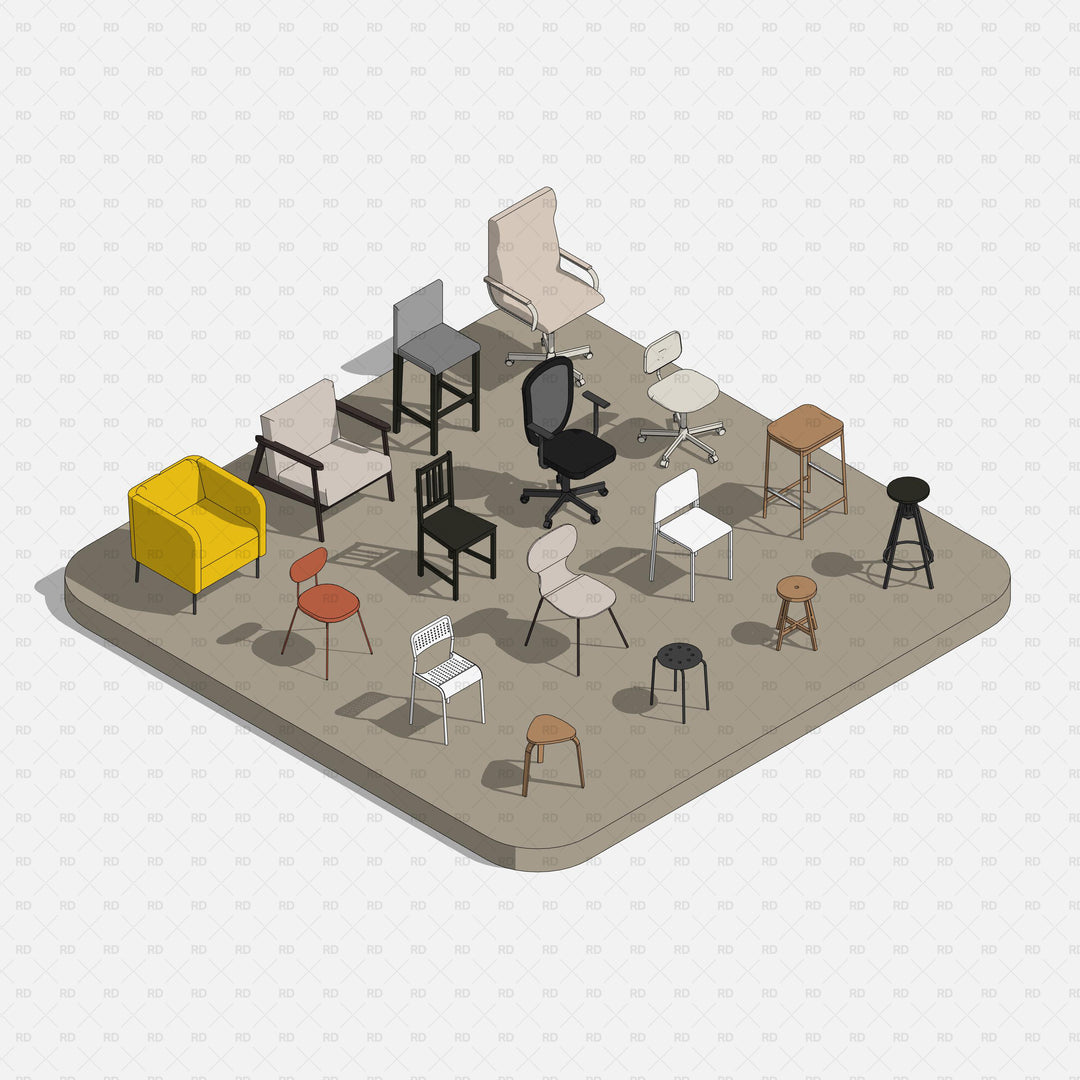 Common Chairs, Stools and Armchairs | Revit Families | RD Studio