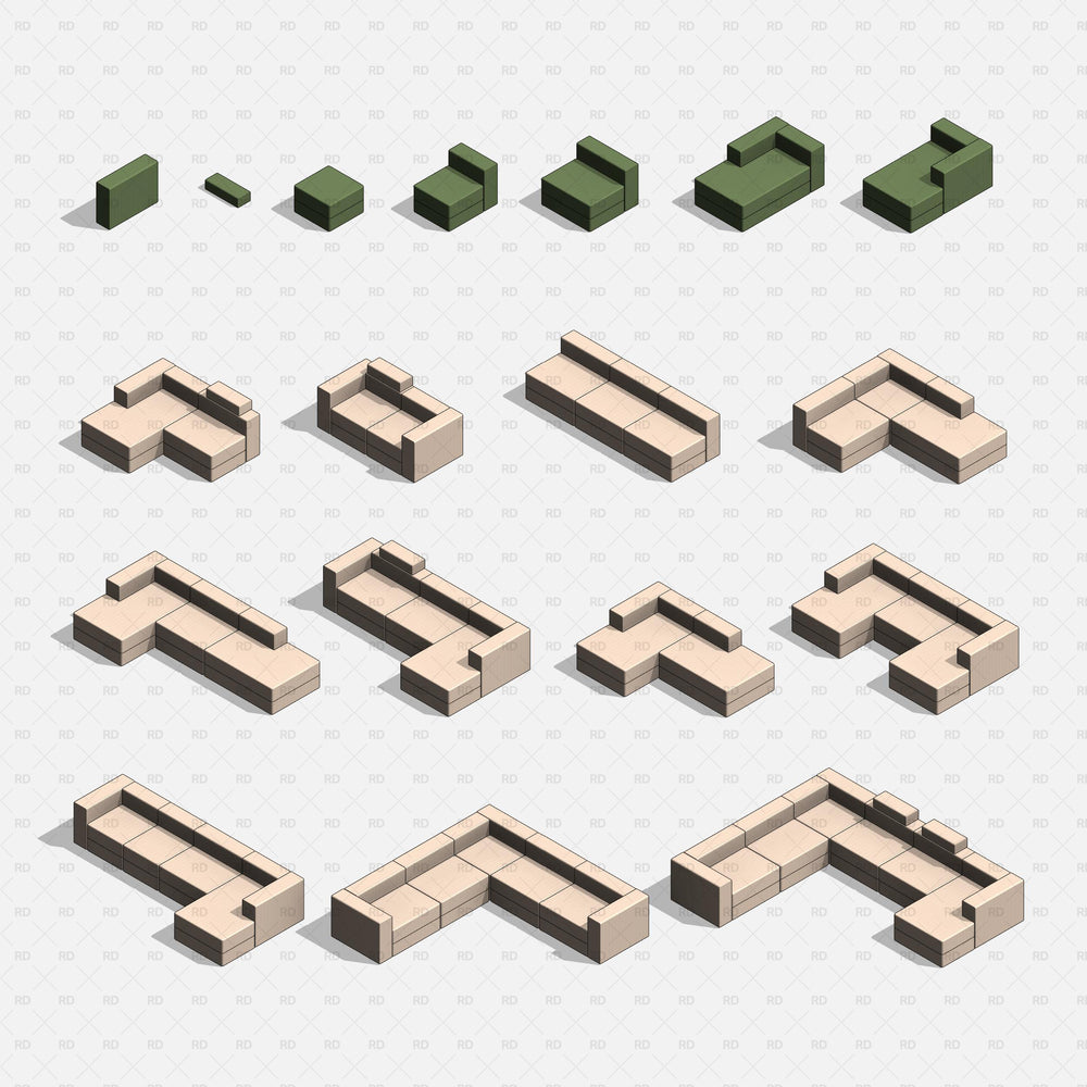 Parametric Modular Sofa Families for Revit | RD Studio