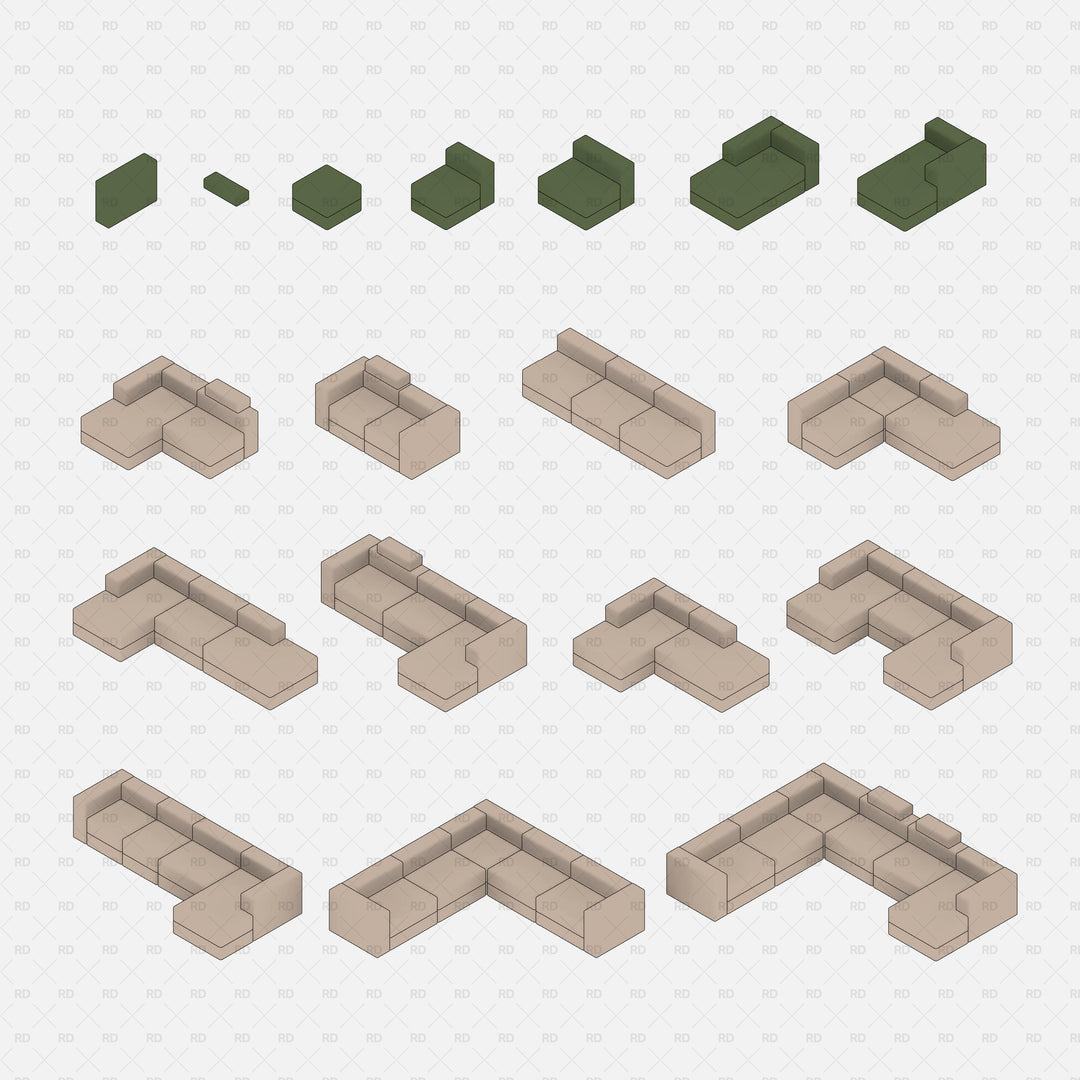 Parametric Modular Sofa Families for Revit | RD Studio