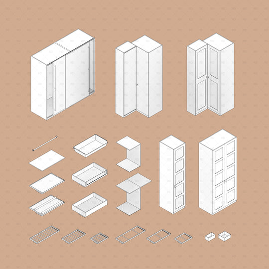 Parametric Wardrobe and Interior Organizers Families for Revit | RD Studio