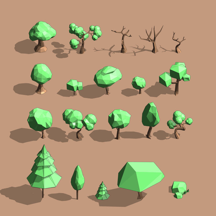 Revit 3D Cute Concept Trees (20 Trees) | Low Poly | Revit Dynamo