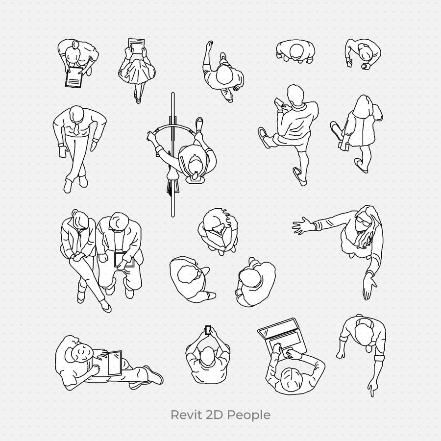 Revit 2D People Silhouettes (15 Figures) | RD Studio