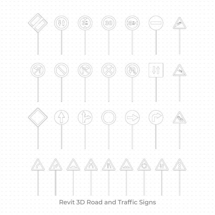 Revit 3D 30 Parametric Road and Traffic Signs | Download RVT | Revit Dynamo