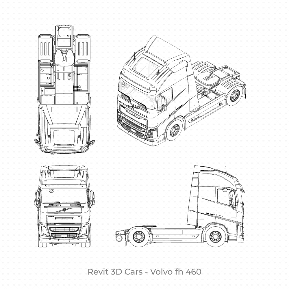 Revit 3D Vehicle: Volvo fh 460 + Truck Trailer | Download Car Family ...